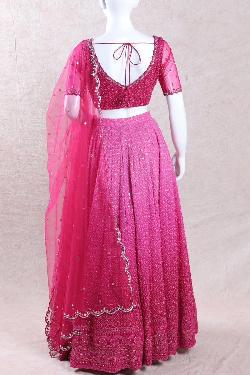 Ombre Shaded Pink Lehanga | Mahek Designs