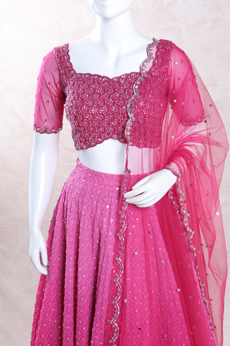 Ombre Shaded Pink Lehanga | Mahek Designs