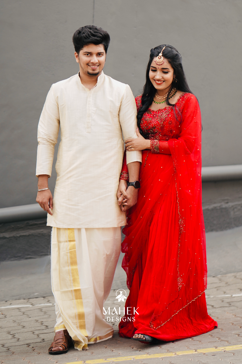 Mandarin Red Embroidered Lehenga | Mahek Designs
